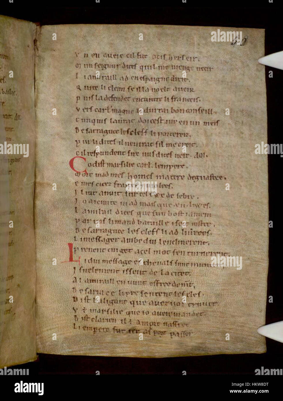 This manuscript page from *La Chanson de Roland* housed in the Bodleian ...