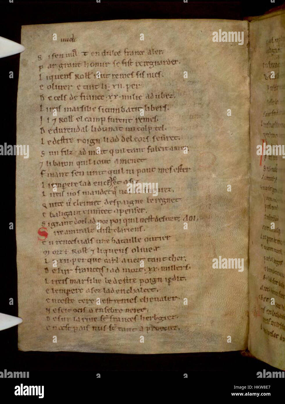 A page from the 'La Chanson de Roland' manuscript housed in the ...