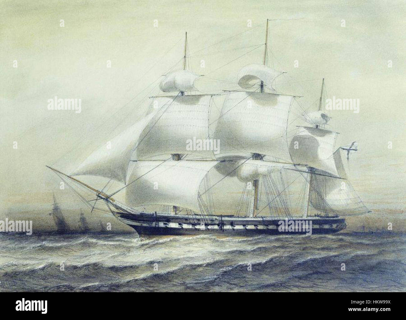 This painting of the Russian frigate Pallada captures the grandeur of ...