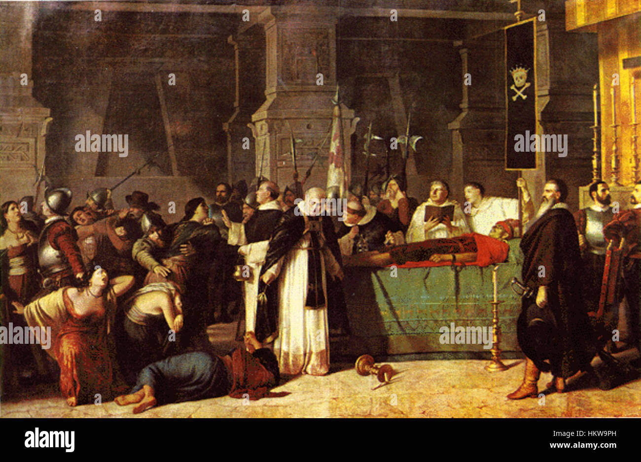 This artwork by Luis Montero depicts the funerals of Atahualpa, the ...