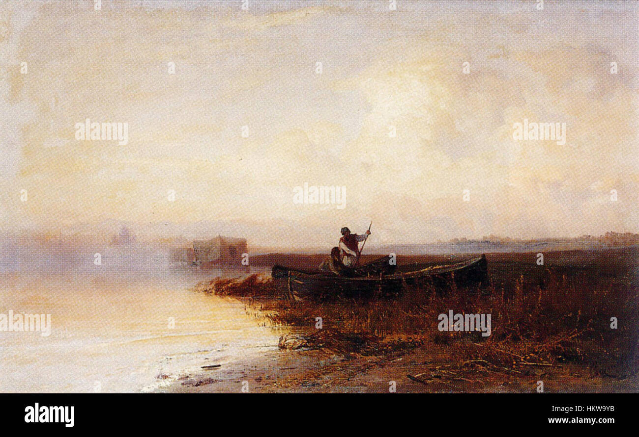 *Fishermen* by Fyodor Vasilyev, an oil painting from the 19th century ...
