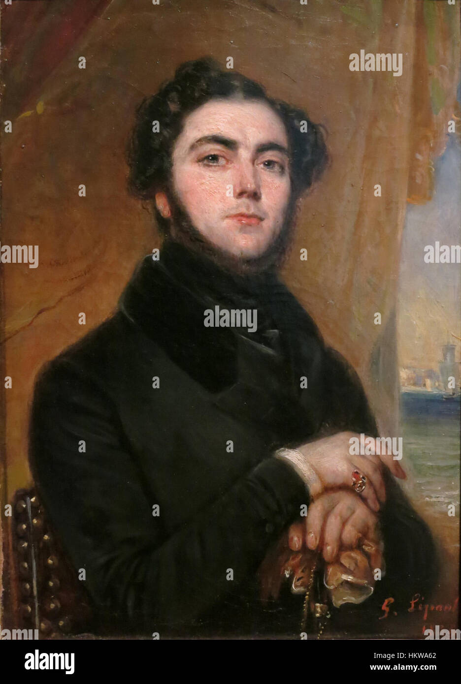 This portrait, painted by Gabriel Lepaulle, depicts the 19th-century ...