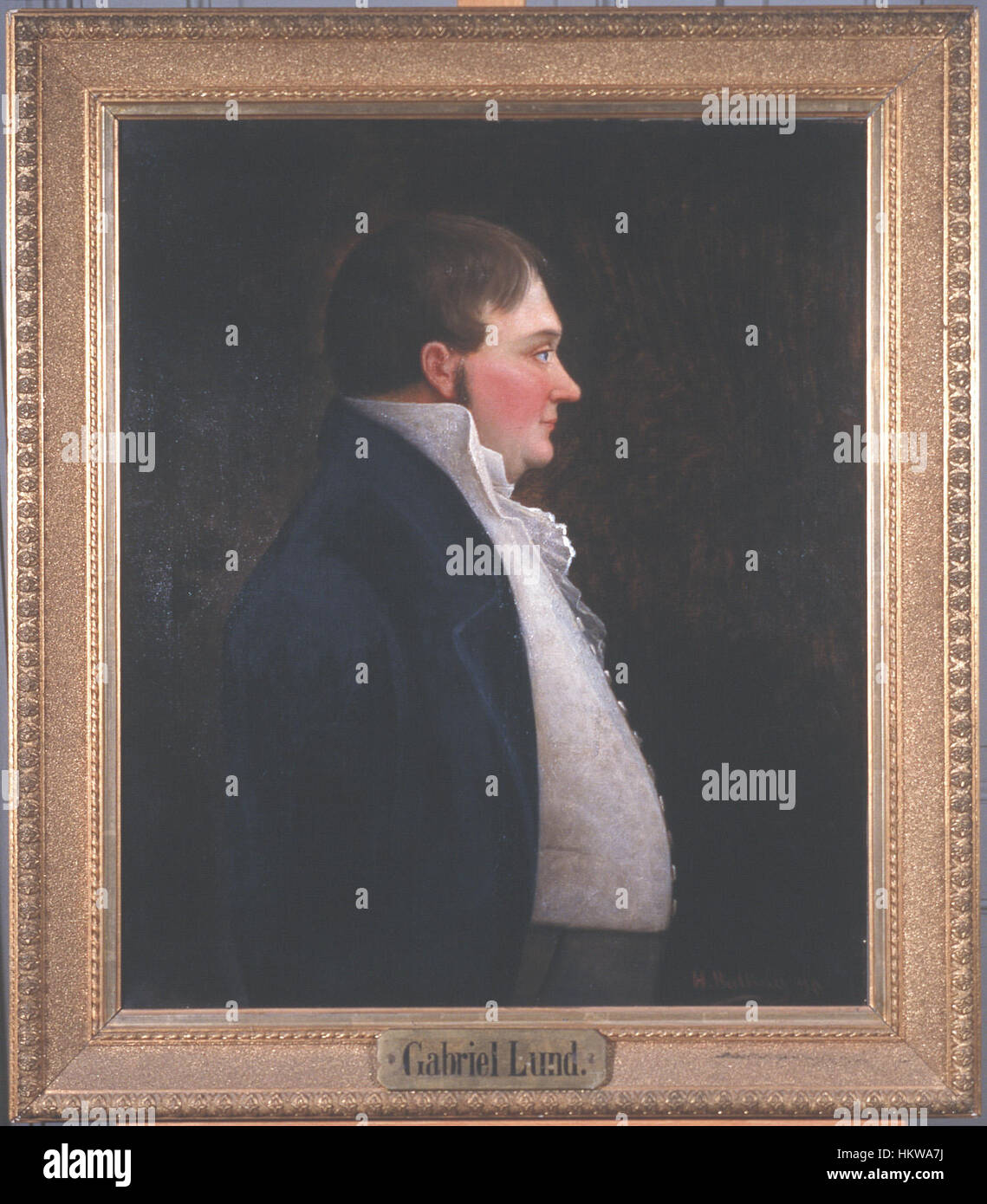 This 1814 painting by Ole Peter Hansen Balling depicts Gabriel Lund, a ...