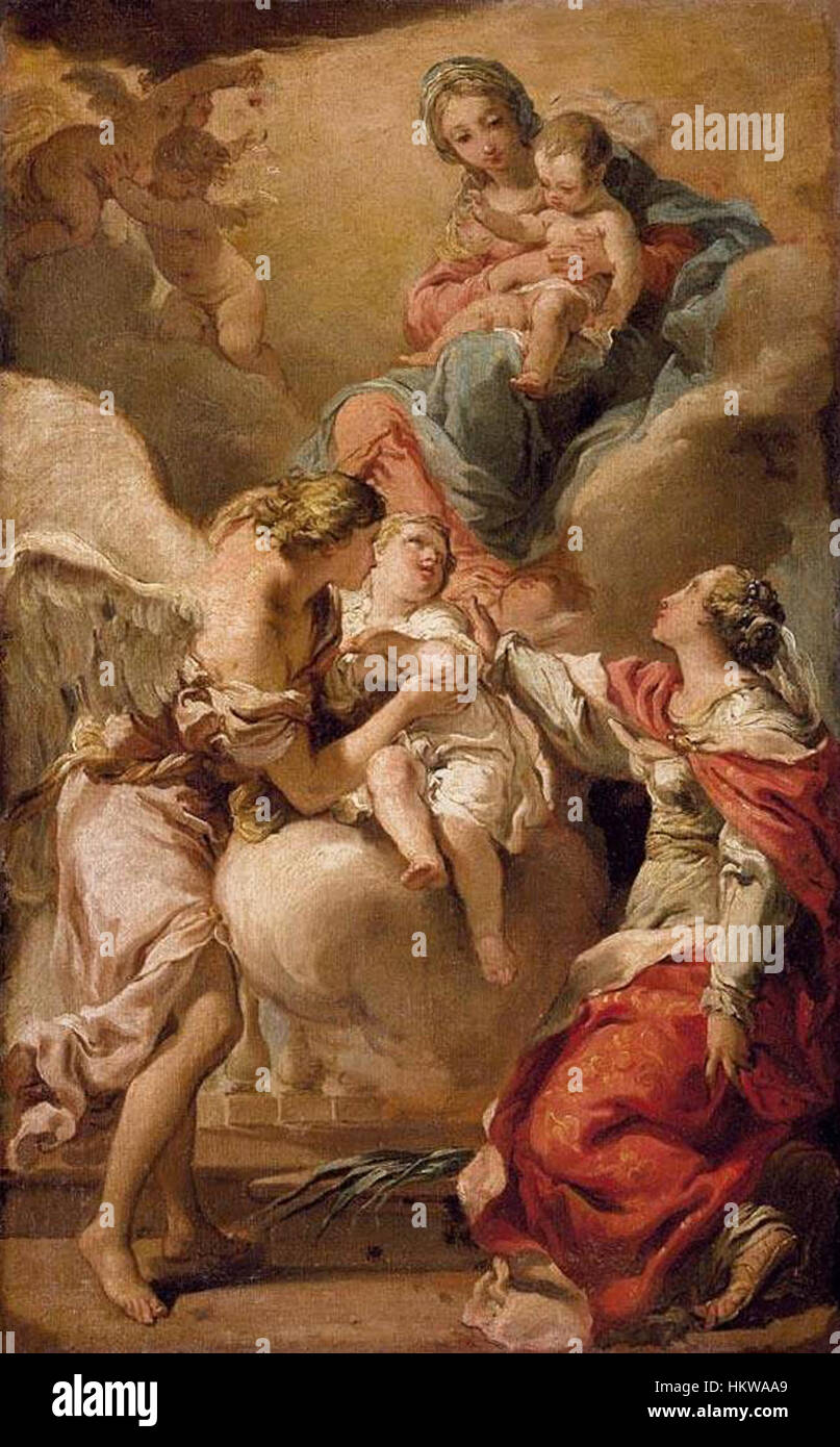 Gaetano Gandolfi’s artwork depicts St. Giustina and a guardian angel ...