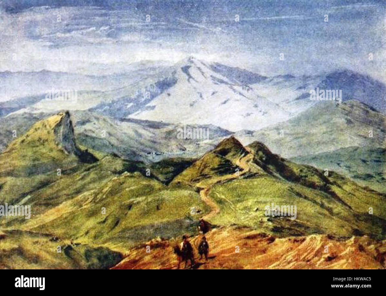 This 1840 painting by Gagarin depicts the scenic road from Tiflis ...