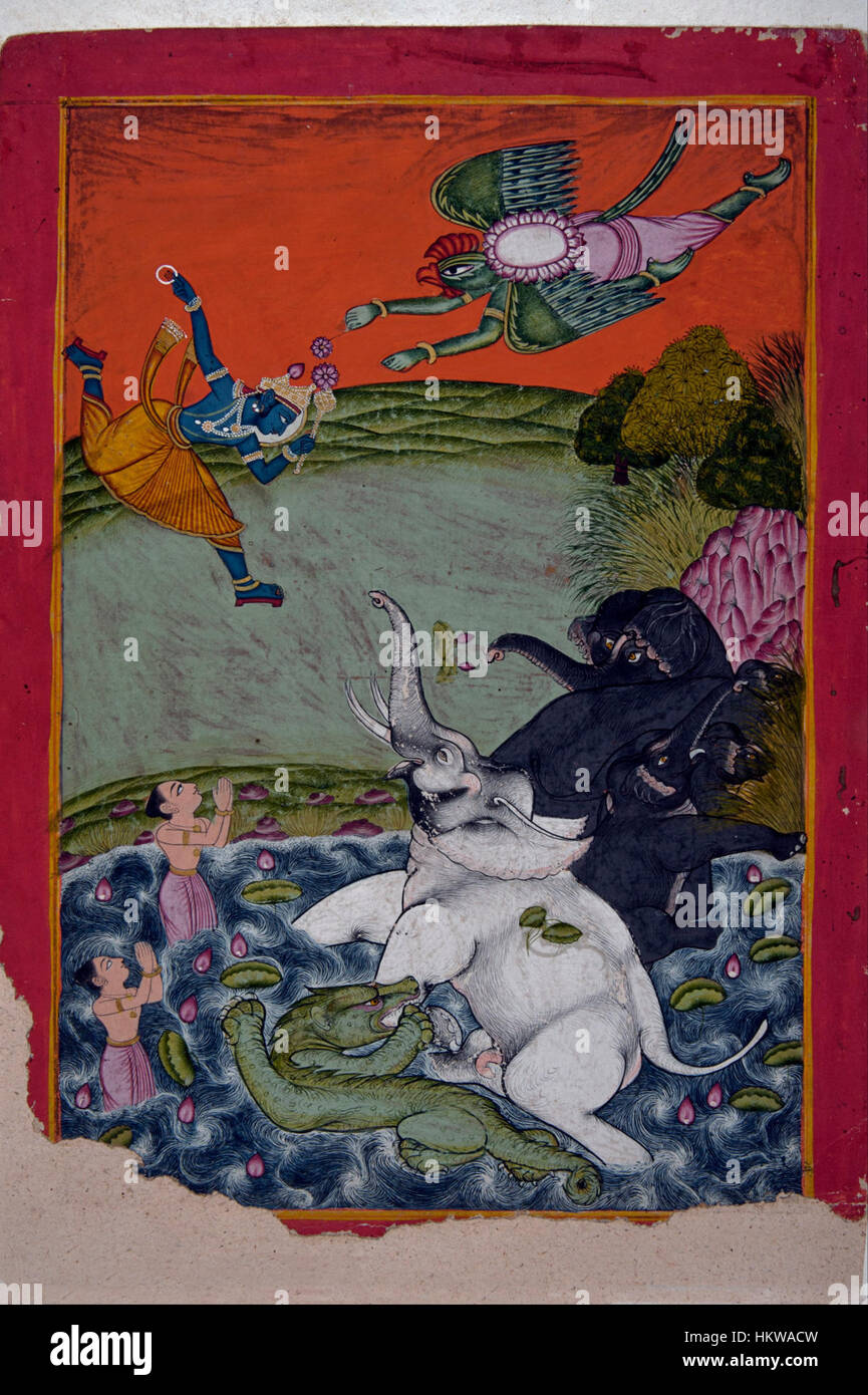 'Gajendra Moksha' is a painting that depicts the mythological story of ...