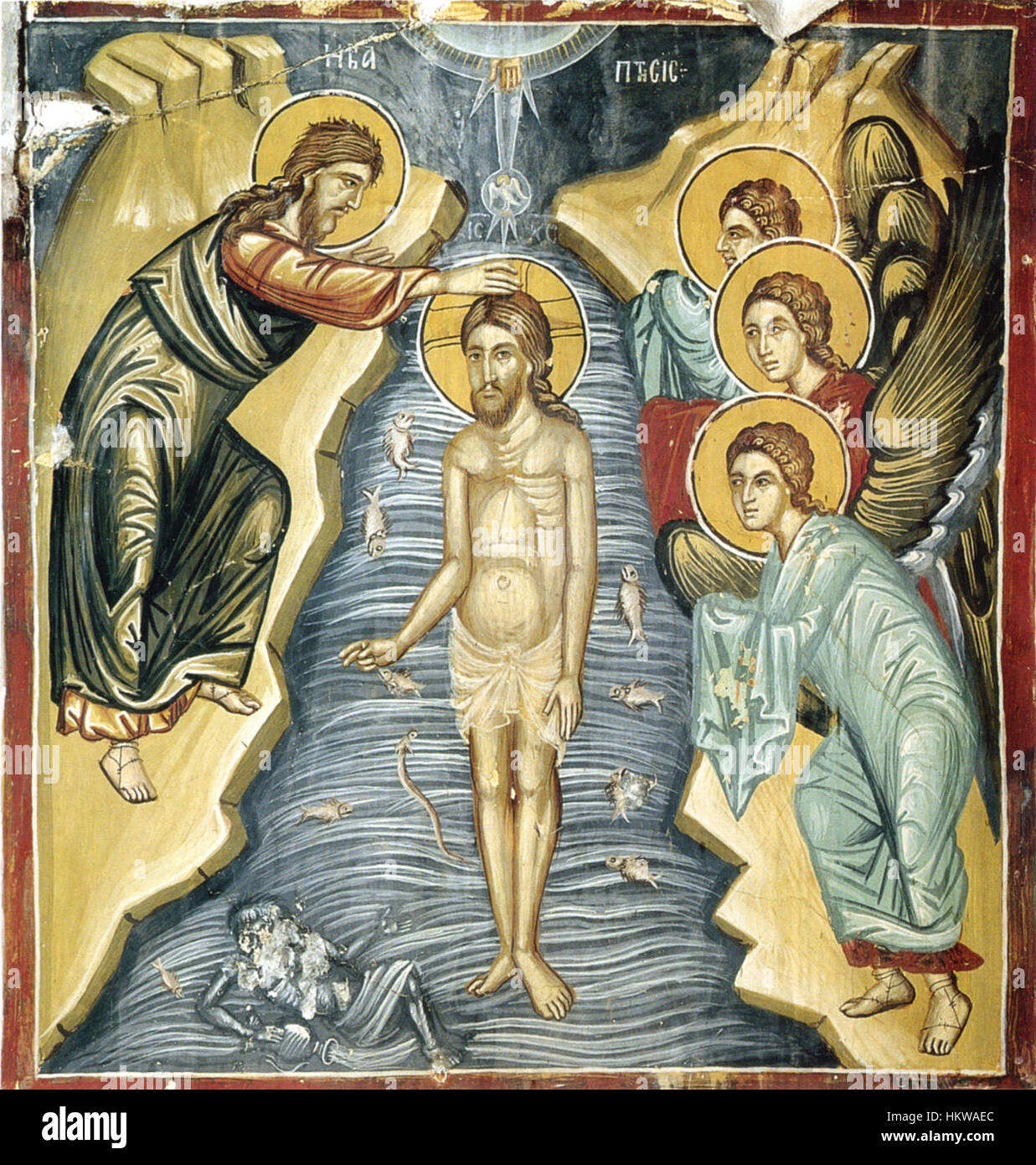 The *Galata Theotokos Taufe* is an iconic religious image depicting the baptism of Christ by ...