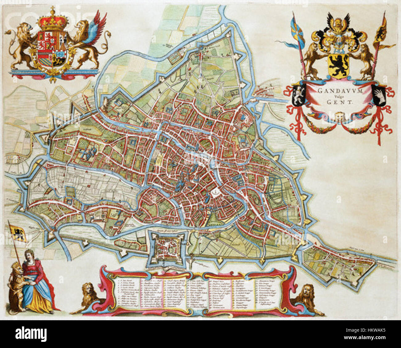 The Gandavum Map of Ghent, created by Dutch cartographer Jan Blaeu ...
