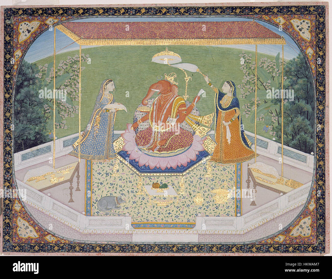This artwork represents the Ganesh Puja, a Hindu religious festival ...