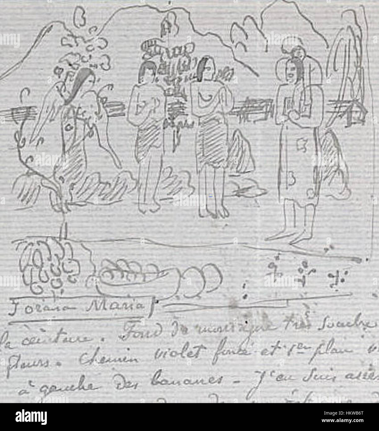 Paul Gauguin’s 'Sketch Ia Orana Maria' depicts a scene from Polynesian ...