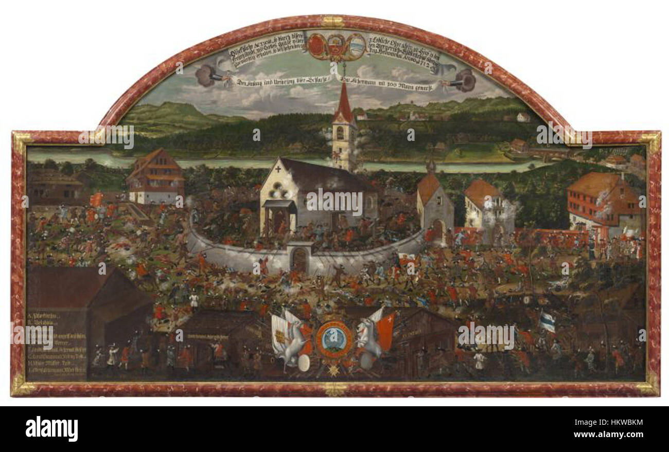 This painting commemorates the Battle of Sins in 1712, a military ...