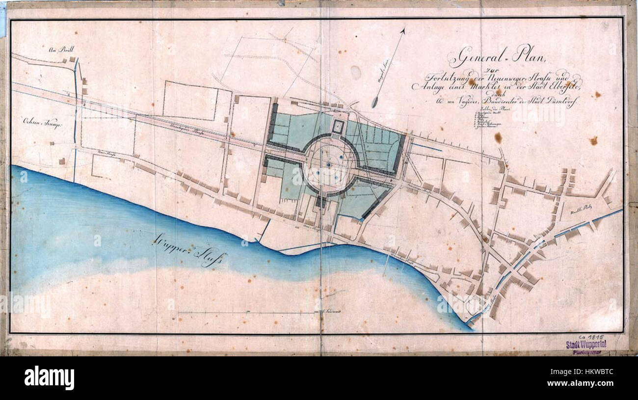 A detailed 1815 plan by Adolph von Vagedes for the continuation of the ...