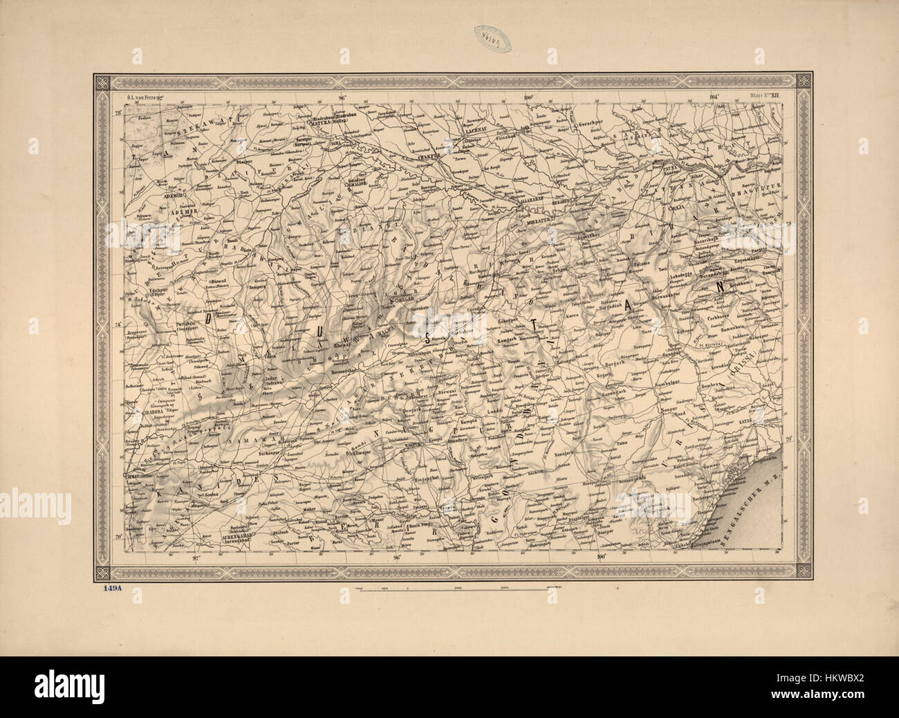 A historical map depicting the central region of Asia, created in the ...