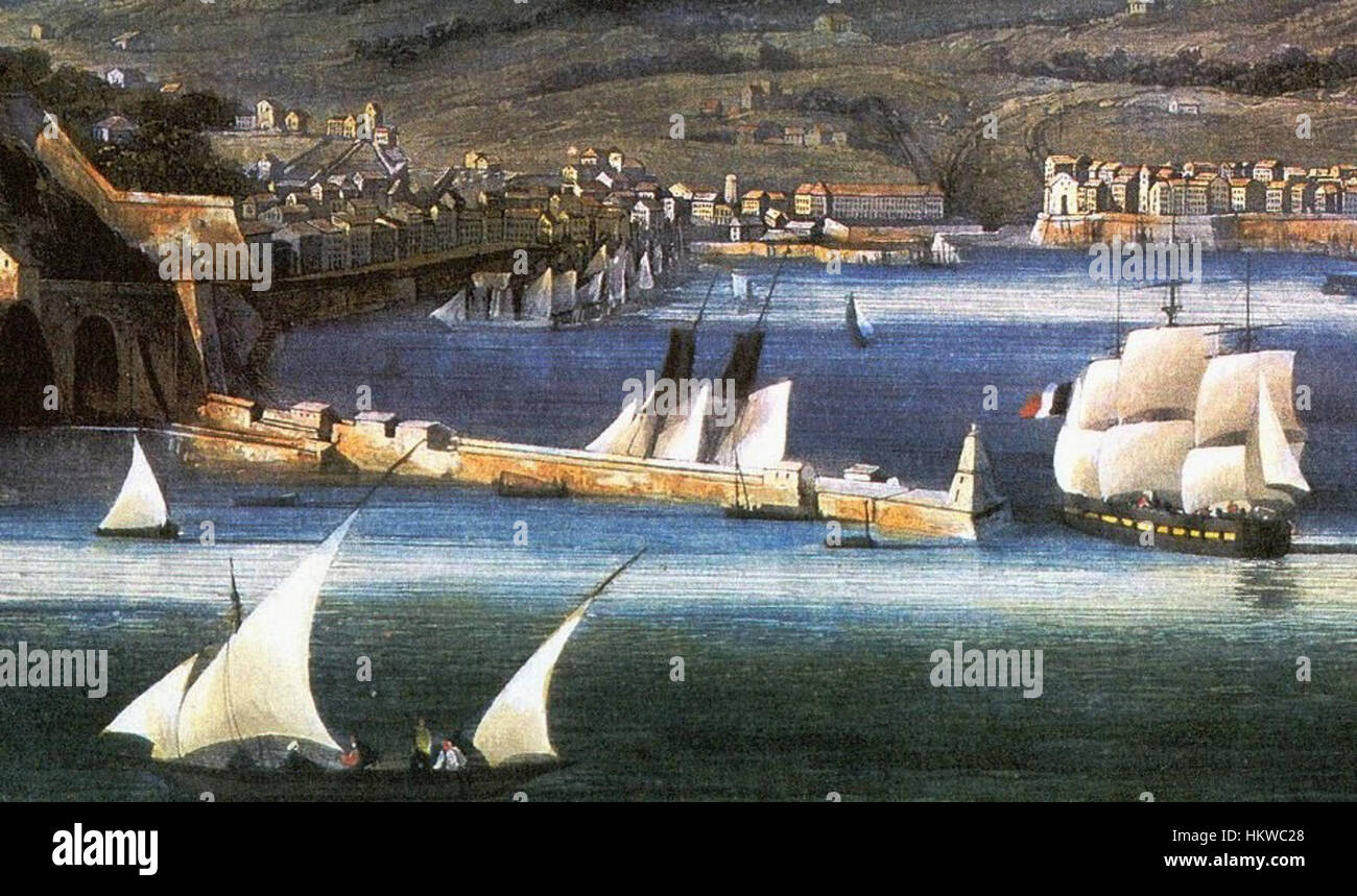 This 1810 aquatint by Garneray depicts a majestic tall ship, showcasing ...