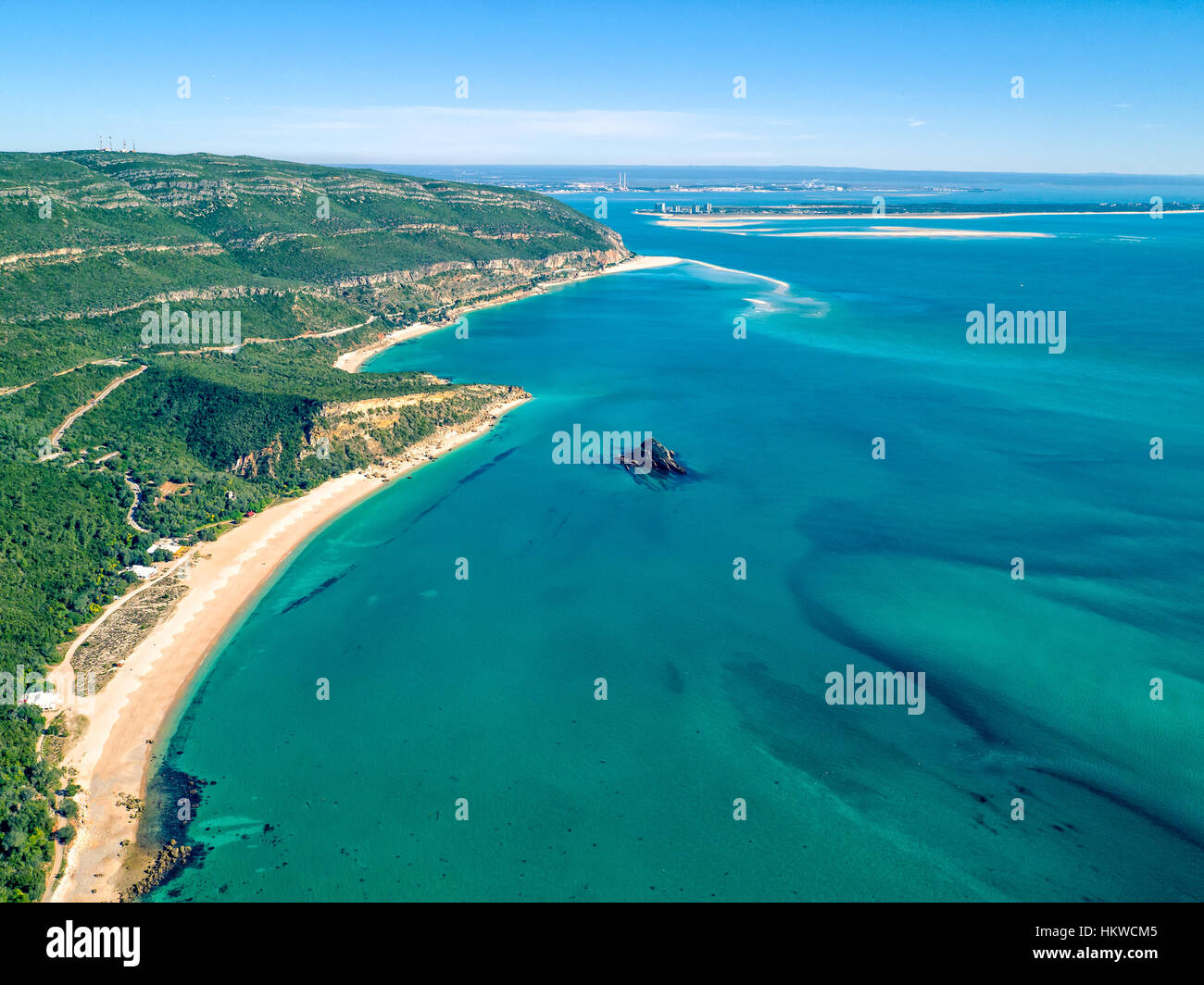 Aerial View Ocean Coastal Landscape of Nature Park Arrabida in Setubal ...