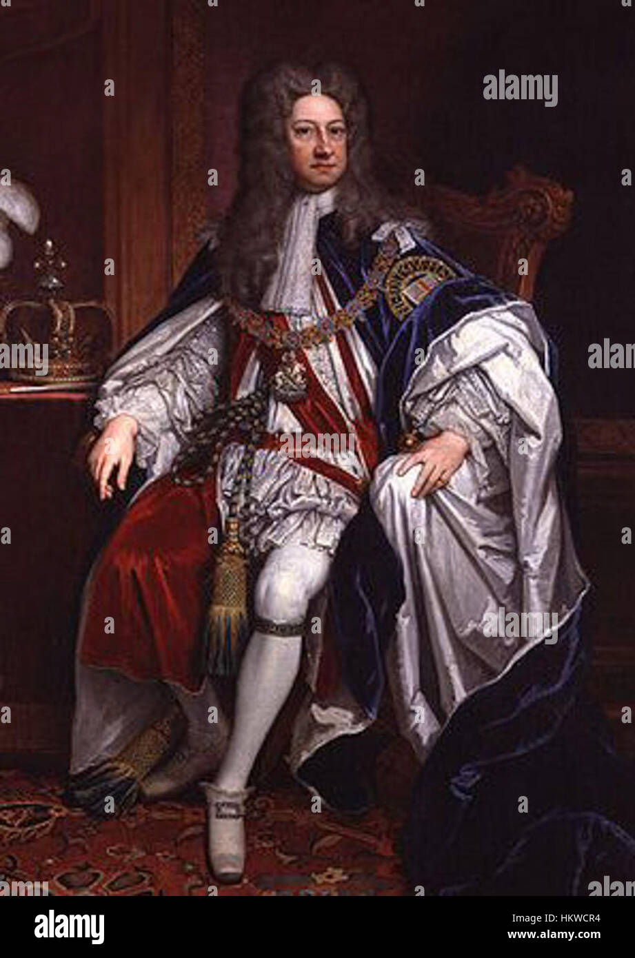 This historical artwork portrays George I of Great Britain, emphasizing ...