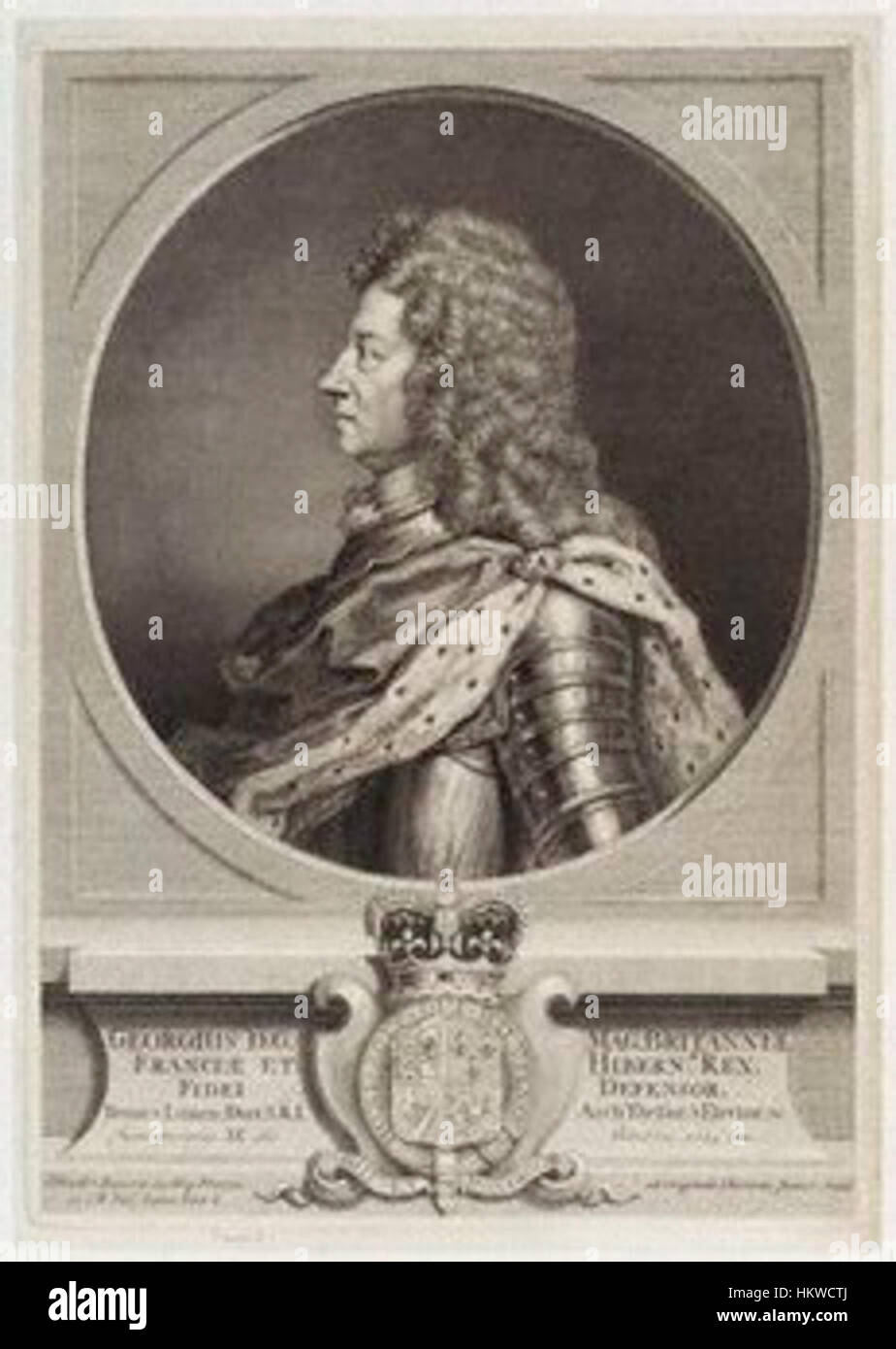 A portrait of King George I of Great Britain, depicted in an oval ...
