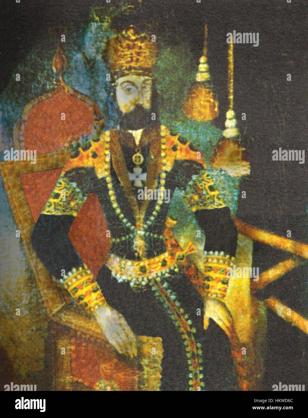 This artwork depicts George XI of Kartli, a medieval Georgian king, in ...