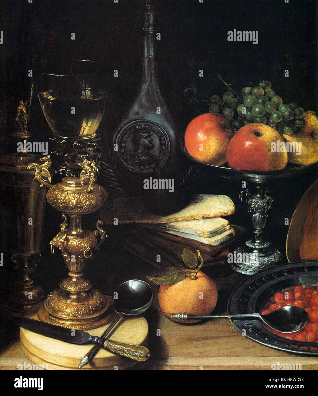 A detailed depiction of Georg Flegel's painting of a cupboard ...