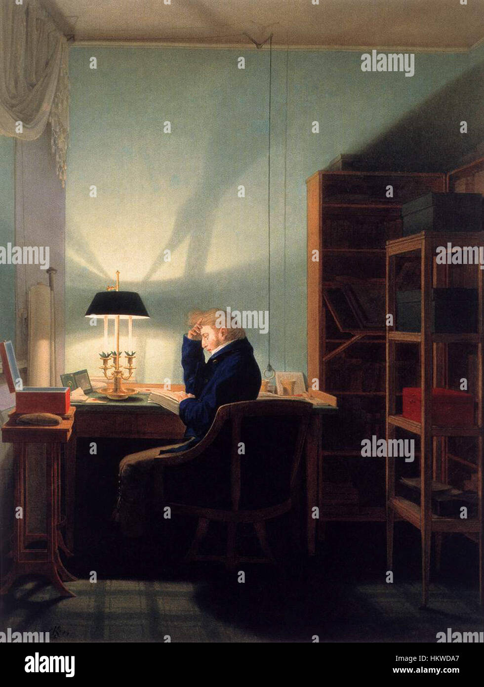 'Man Reading at Lamplight' by Georg Friedrich Kersting is a painting ...