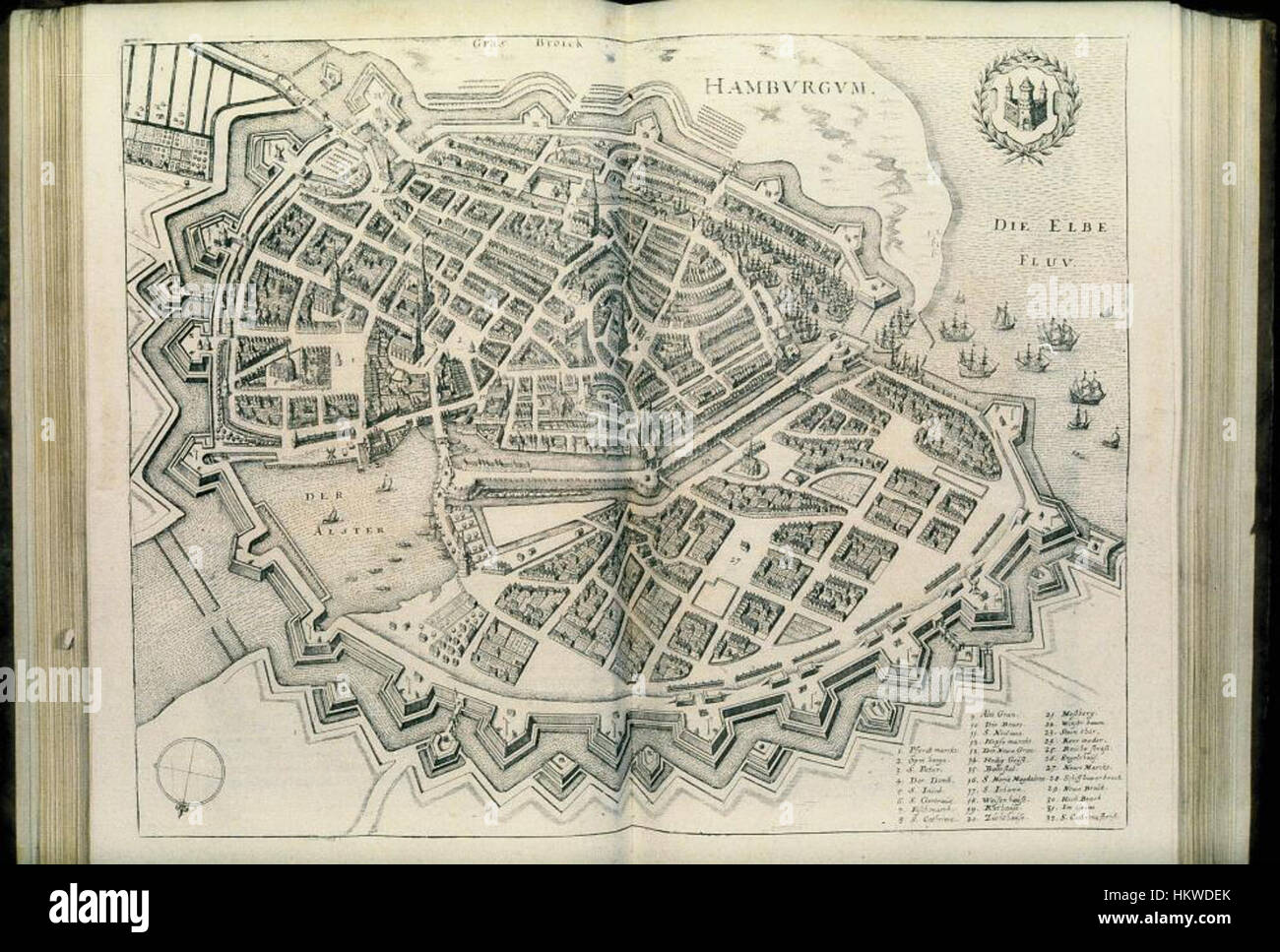 This map of Hamburg, created by Matthias Merian, provides a detailed ...