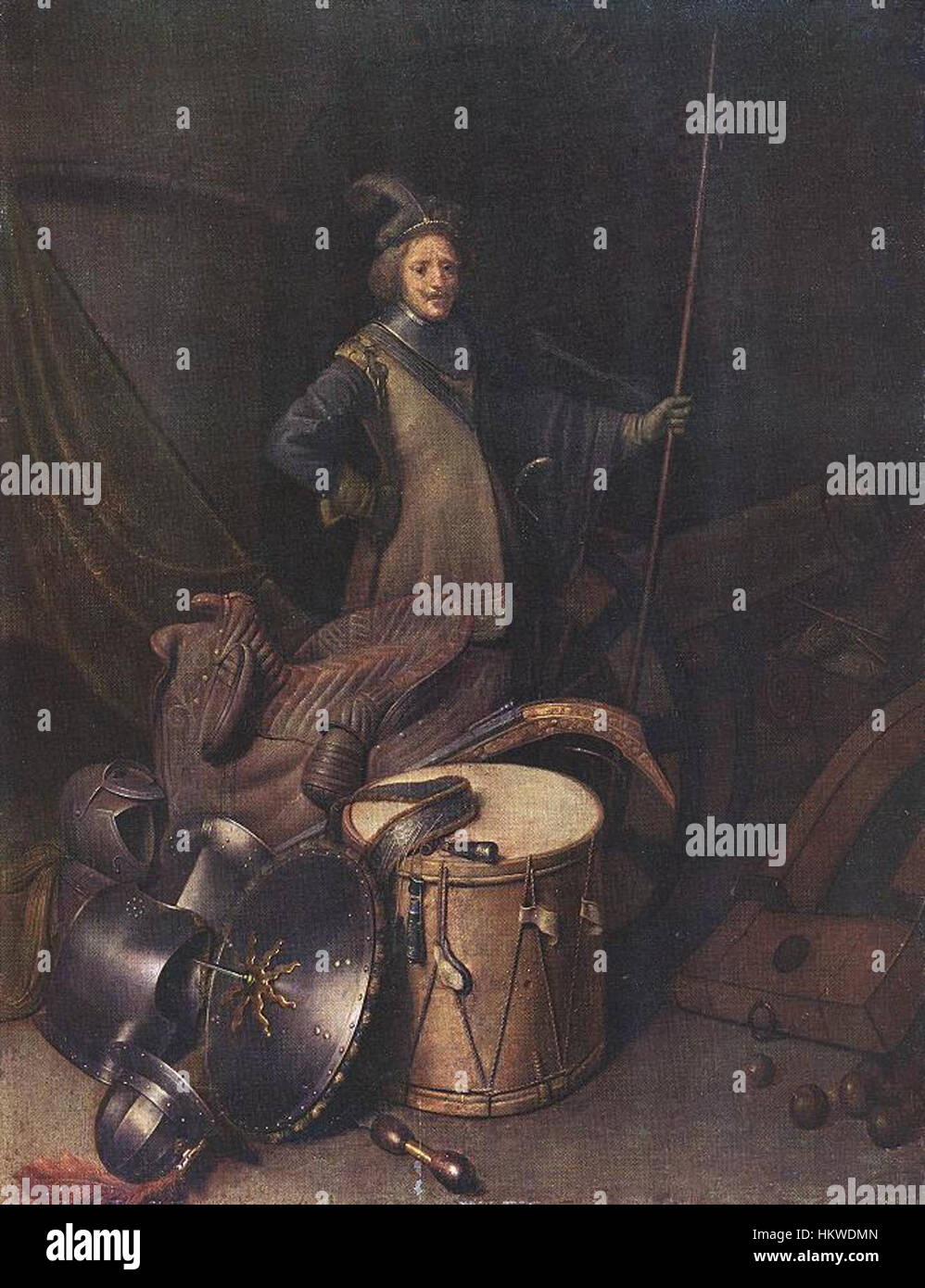 A 17th-century painting by Gerard Dou, depicting an officer of the ...