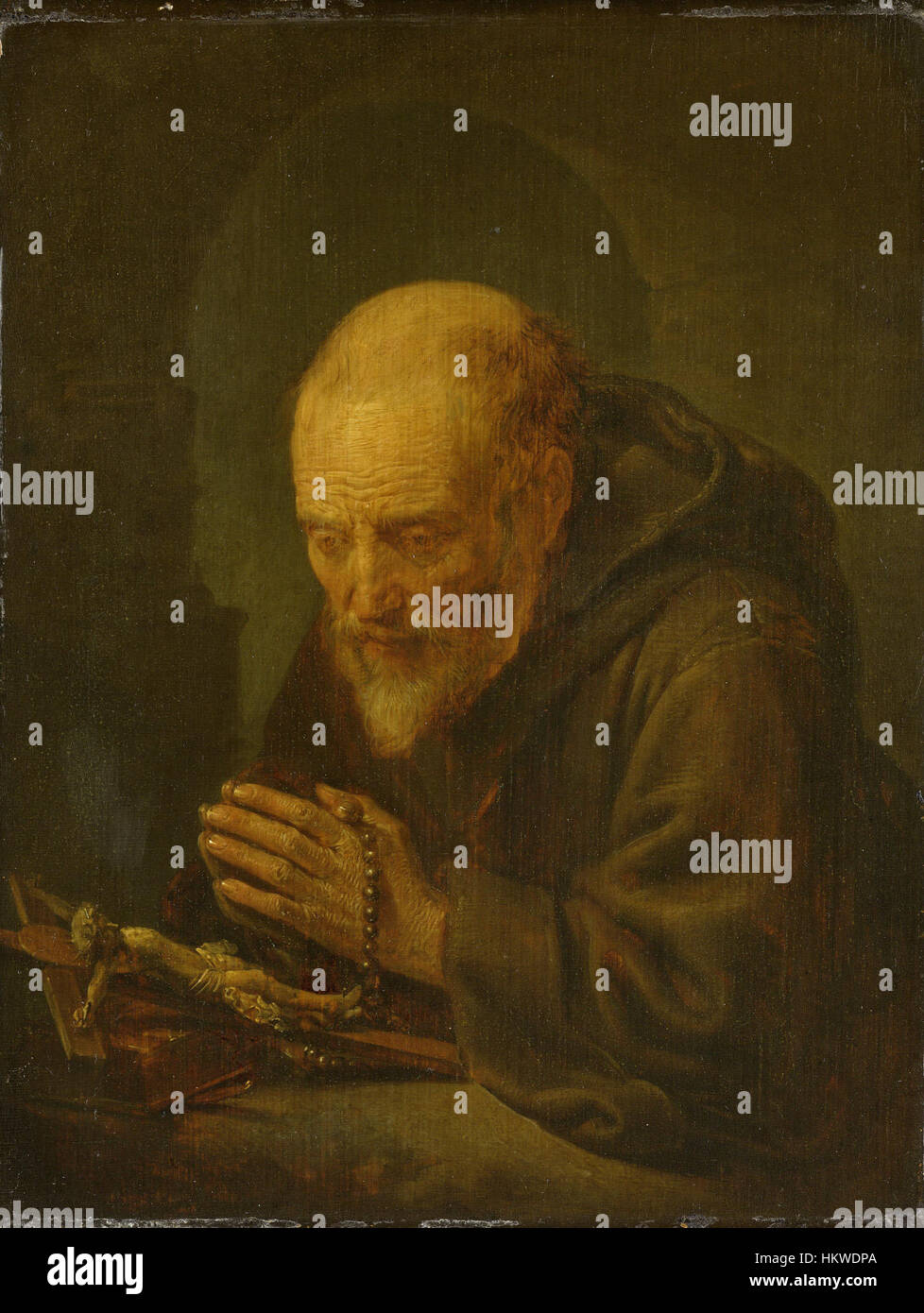 An oil painting by Gerard Dou, known for his mastery of detail and ...