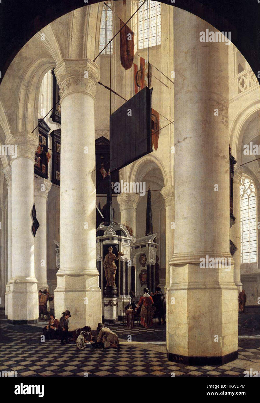 Gerard Houckgeest’s painting depicts the interior of the Nieuwe Kerk in ...