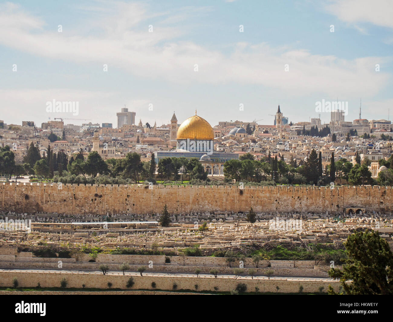 A view of the city of old Jerusalem from the Mount of Olives Stock ...