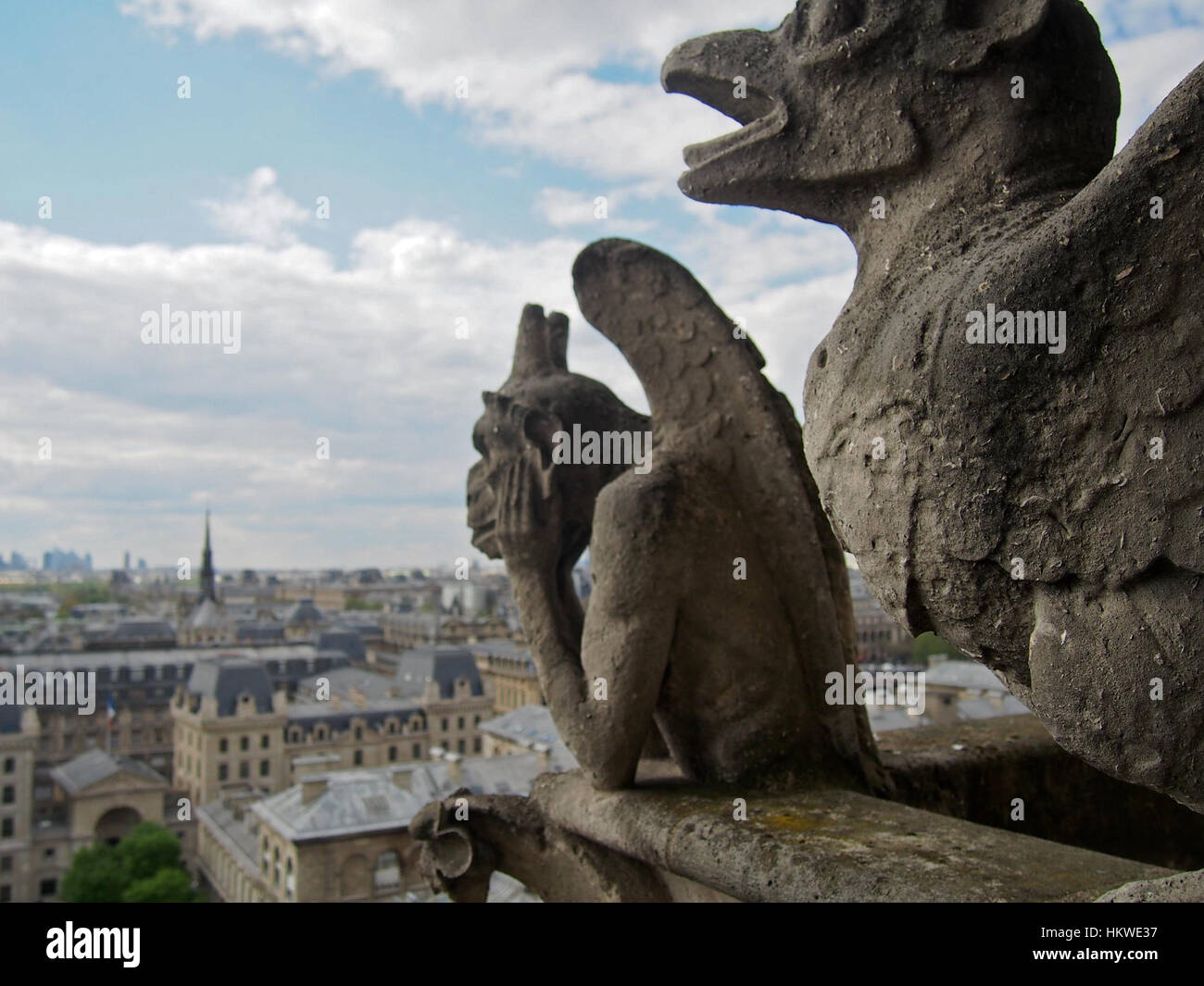 Notre dame gargoyle overlooking paris hi-res stock photography and ...