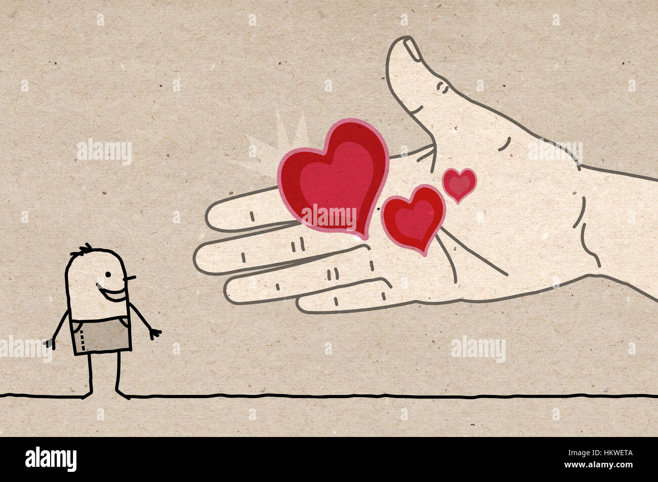 Big Hand - offering hearts Stock Photo - Alamy