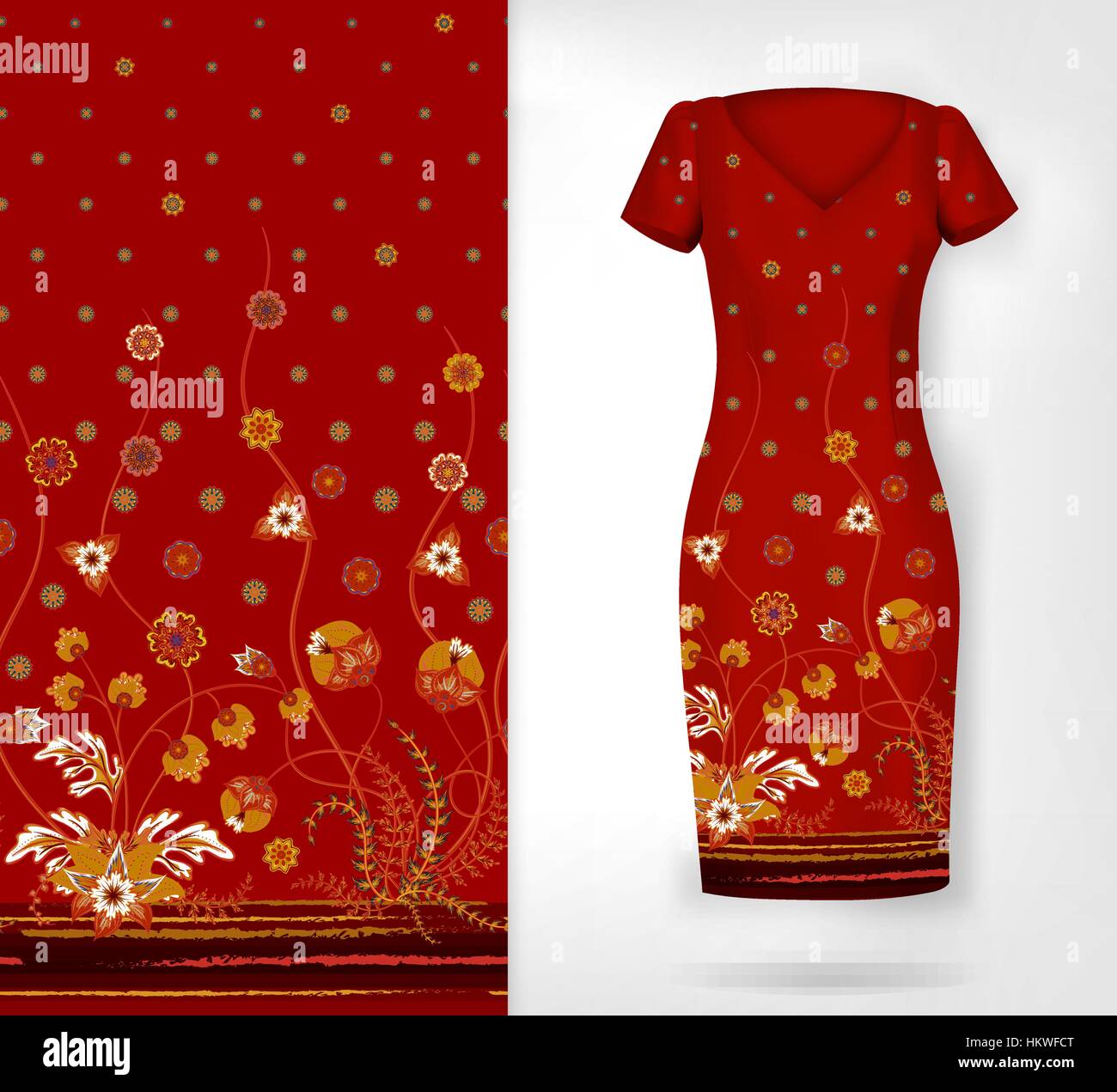 Vector seamless vertical pattern with Decorative ornament, hand drawn ...