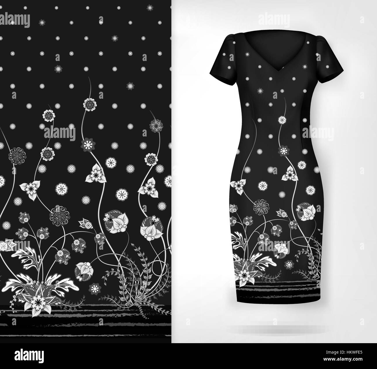 Vector seamless vertical pattern with Decorative ornament, hand drawn ...