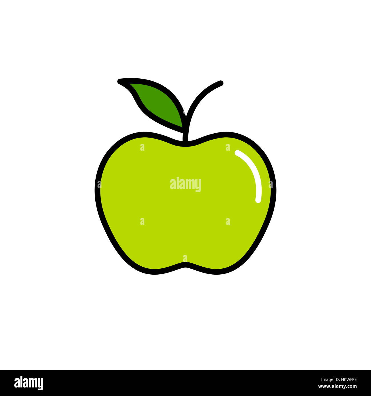 Green apple vector icon isolated on white background Stock Photo - Alamy