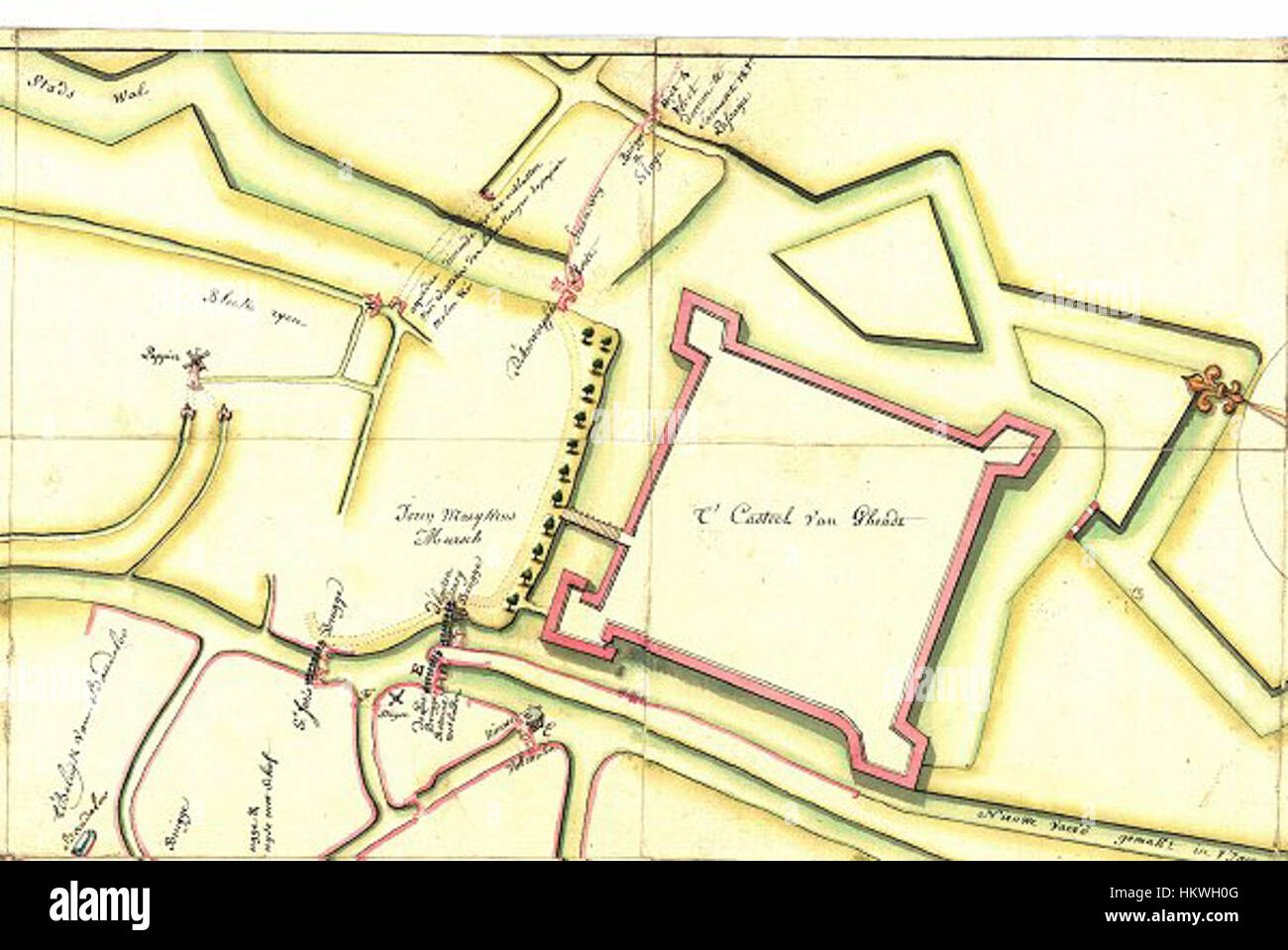 The 'Waterwegenplan' of Ghent, Belgium, created in 1780, is a detailed ...