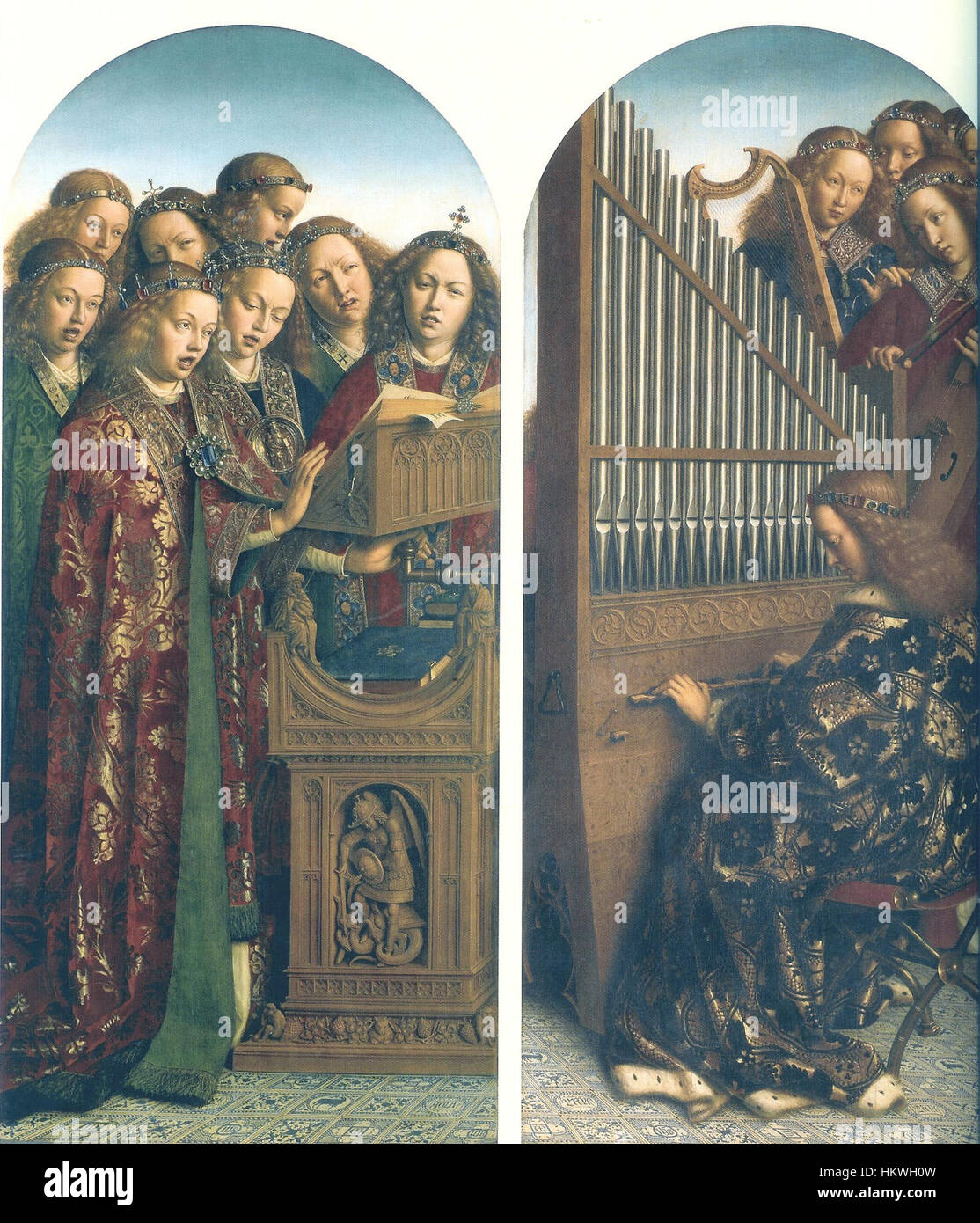 The 'Angels' panel of the Ghent Altarpiece by Hubert and Jan van Eyck ...