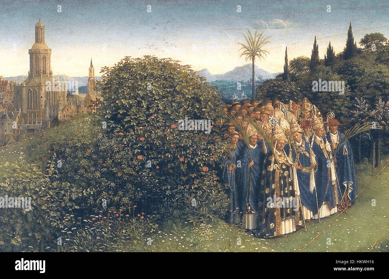 The Ghent Altarpiece, a masterpiece by Jan van Eyck, includes detailed ...