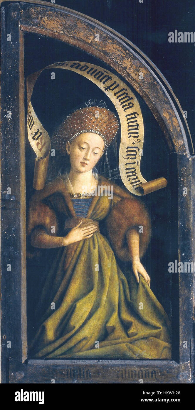 The Ghent Altarpiece, created by Jan van Eyck, features a panel titled ...