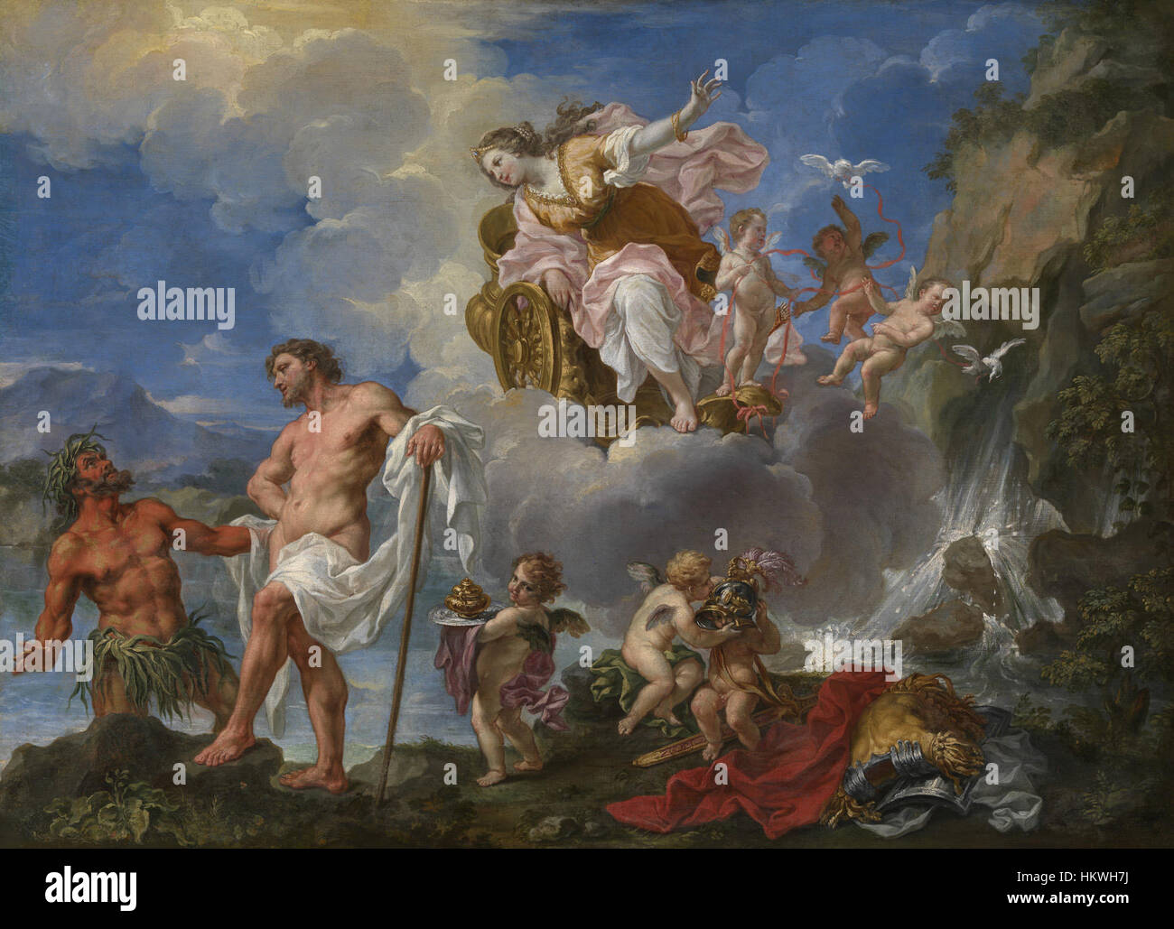 The Purification of Aeneas in the River Numicius by Ghezzi depicts a ...