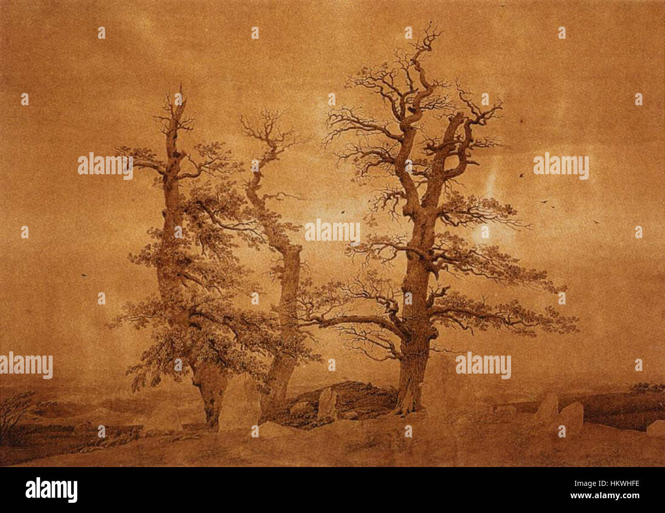 *Giant Grave by the Sea* is a poignant landscape painting depicting a ...