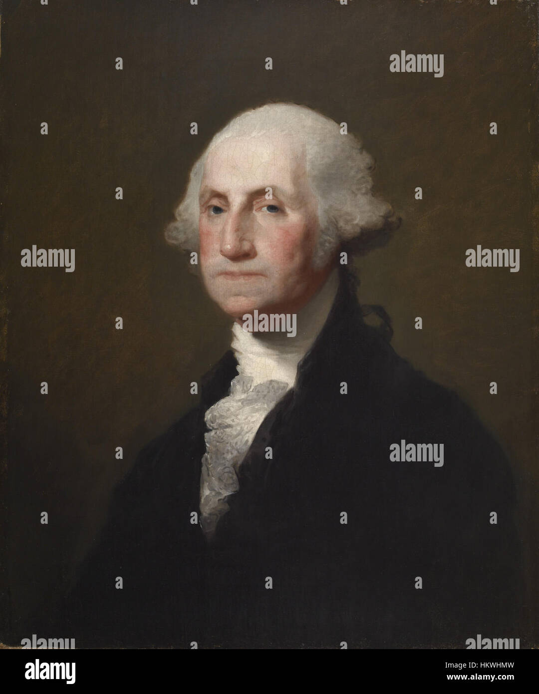 An iconic portrait of George Washington by Gilbert Stuart, capturing ...