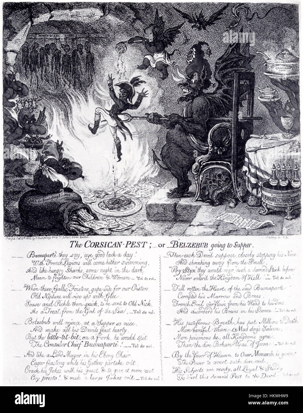 James Gillray’s satirical engraving 'The Corsican-Pest' humorously ...