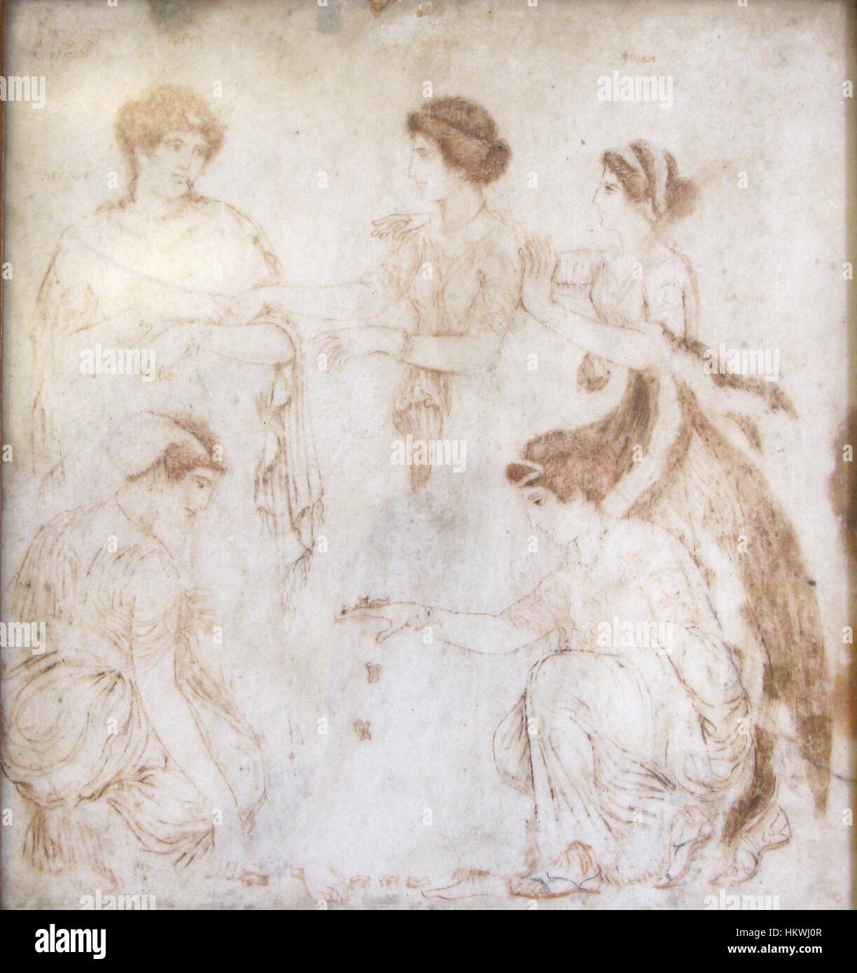The artwork 'Giocatrici di Astragali' depicts young women playing ...