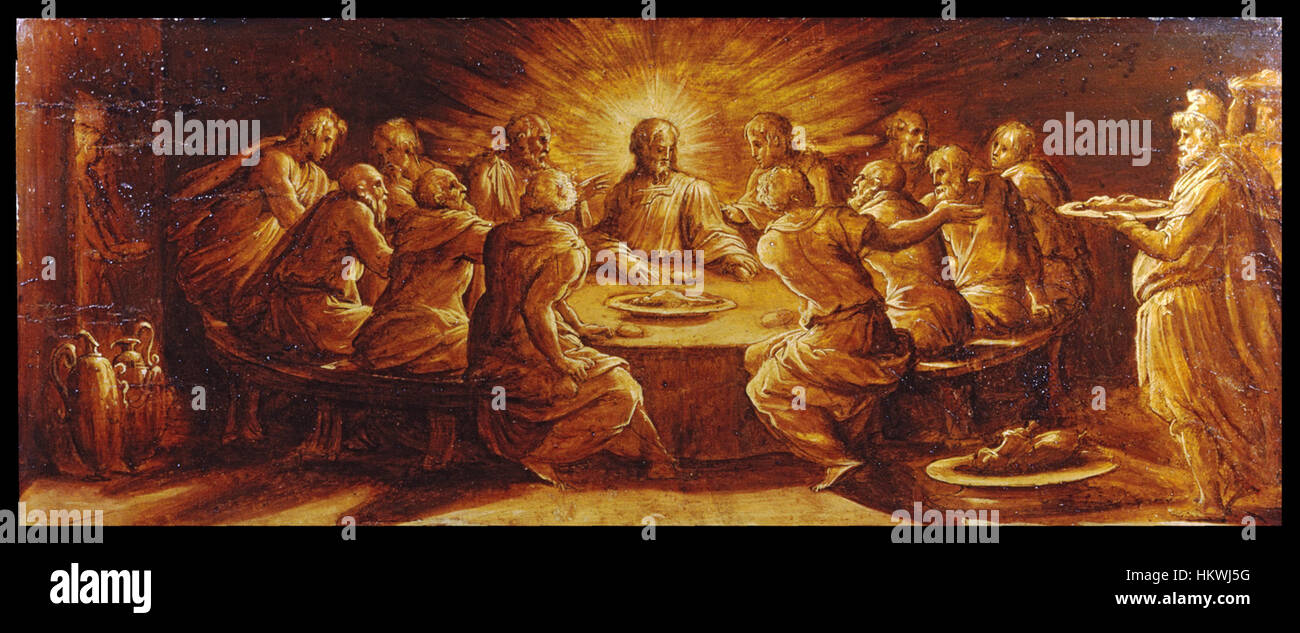 This artwork, 'The Last Supper' by Giorgio Vasari, is a depiction of ...