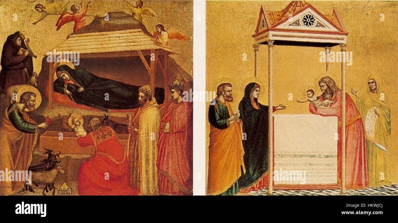 Giotto’s 'Nativity' and 'Presentation' paintings, created around 1320 ...