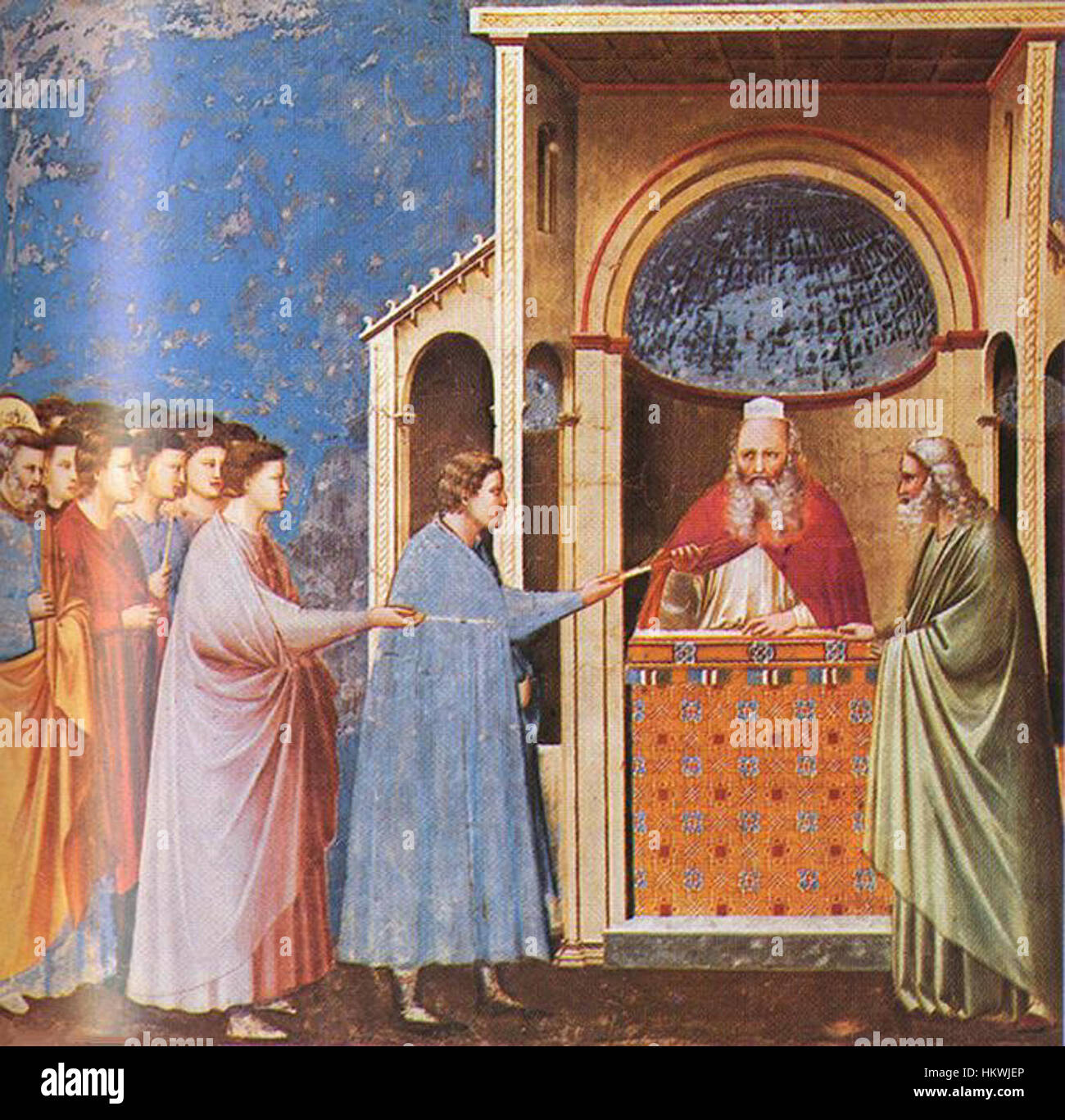 A fresco by Giotto, part of the Scrovegni Chapel series, depicting the ...