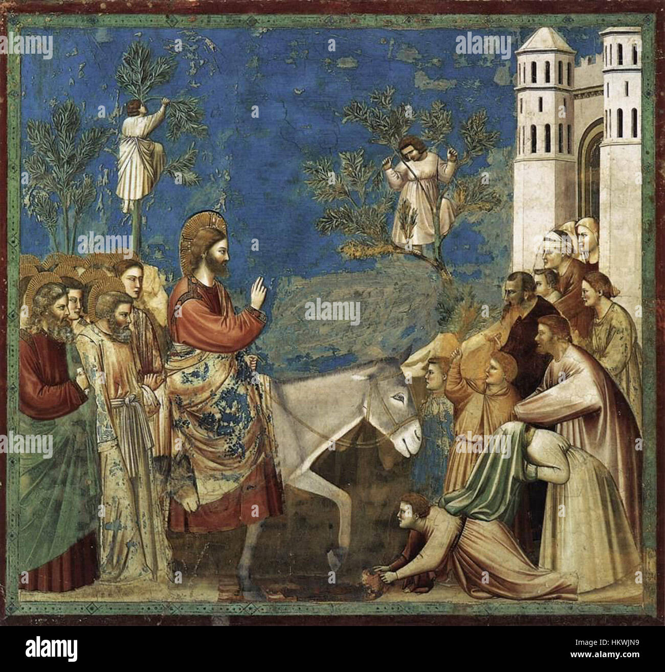 'Entry into Jerusalem' by Giotto di Bondone is a fresco depicting Christ’s triumphal entry into ...