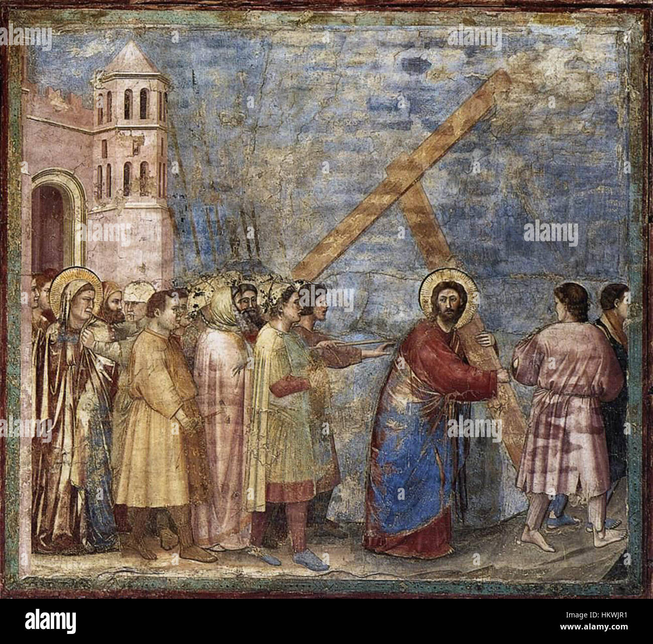 This artwork, 'Road to Calvary,' is part of Giotto di Bondone's 'Scenes ...