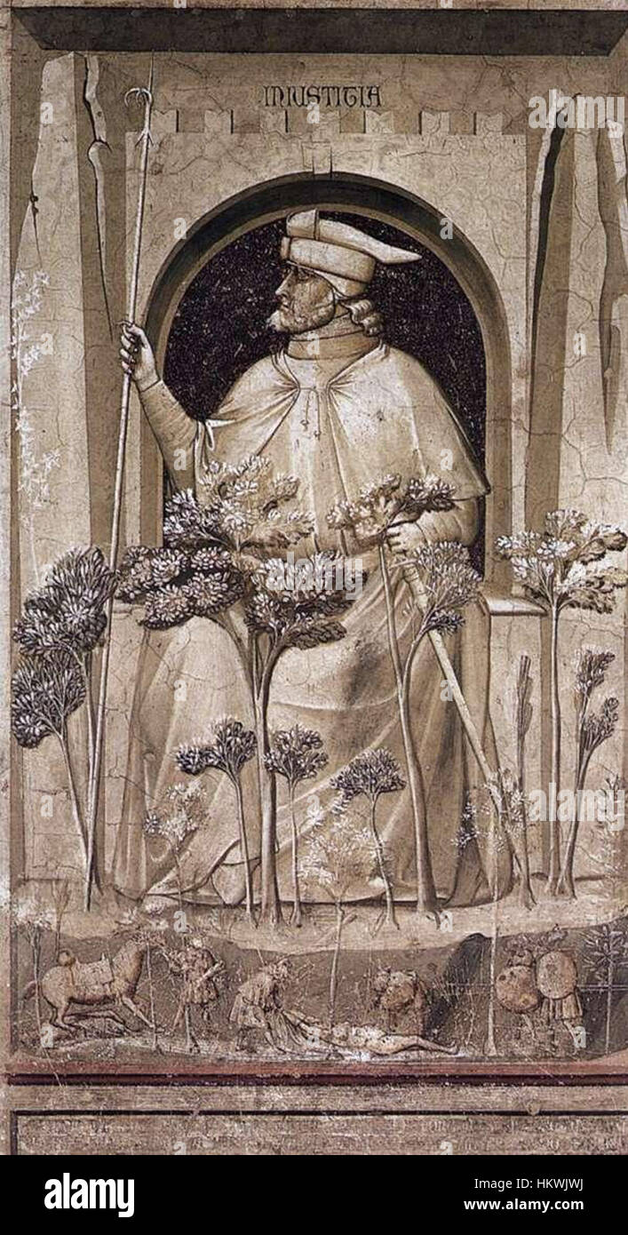 'Injustice' from 'The Seven Vices' series by Giotto di Bondone, an ...
