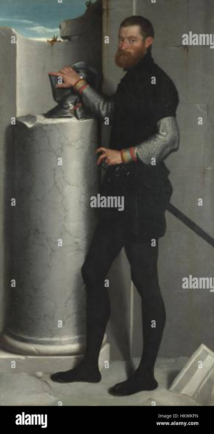 This portrait by Giovanni Battista Moroni presents a dignified figure ...